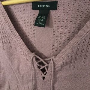 Express | Tops | Express Laceup Vneck 34 Sleeve Top | Poshmark